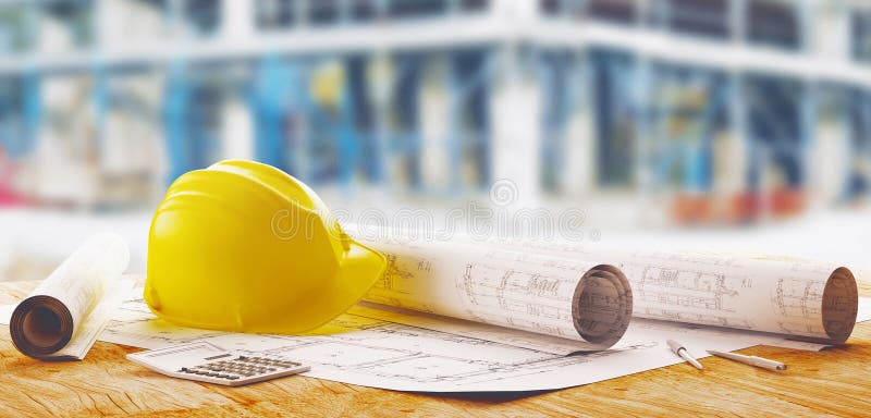 Design Engineer Workplace .Technical Drawing Background.Mechanical ...