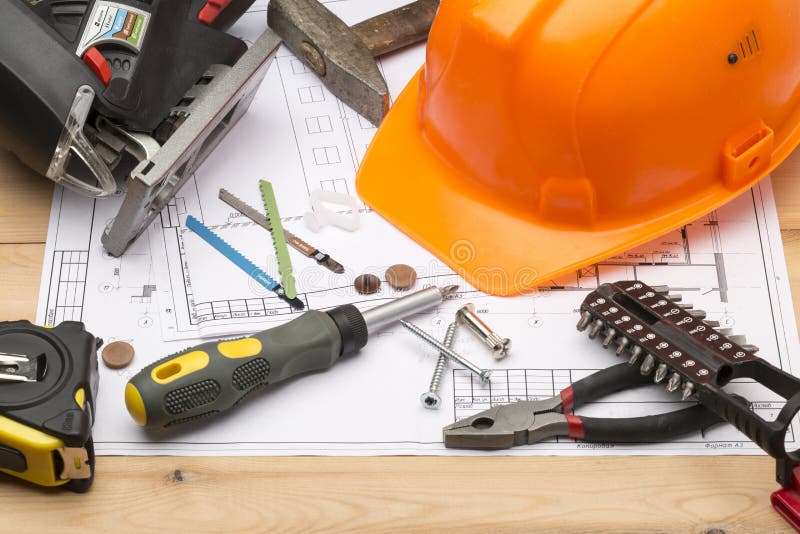Set of Different Tools for Repair and Construction Stock Photo - Image ...
