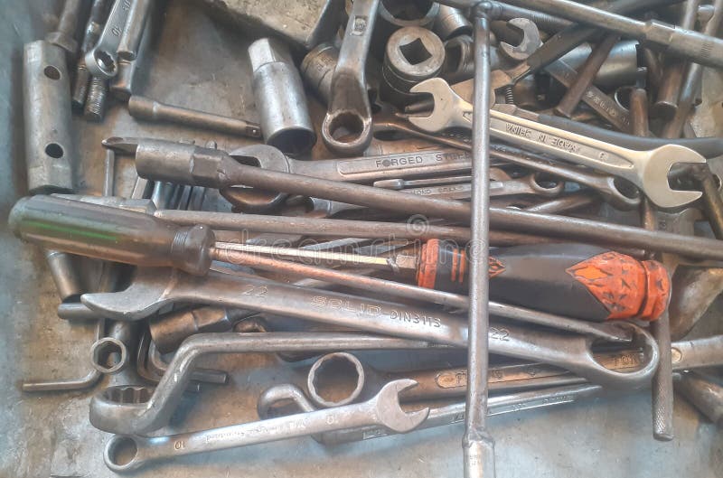 Set of Different Tools Using for Automobile Etc Stock Image - Image of ...