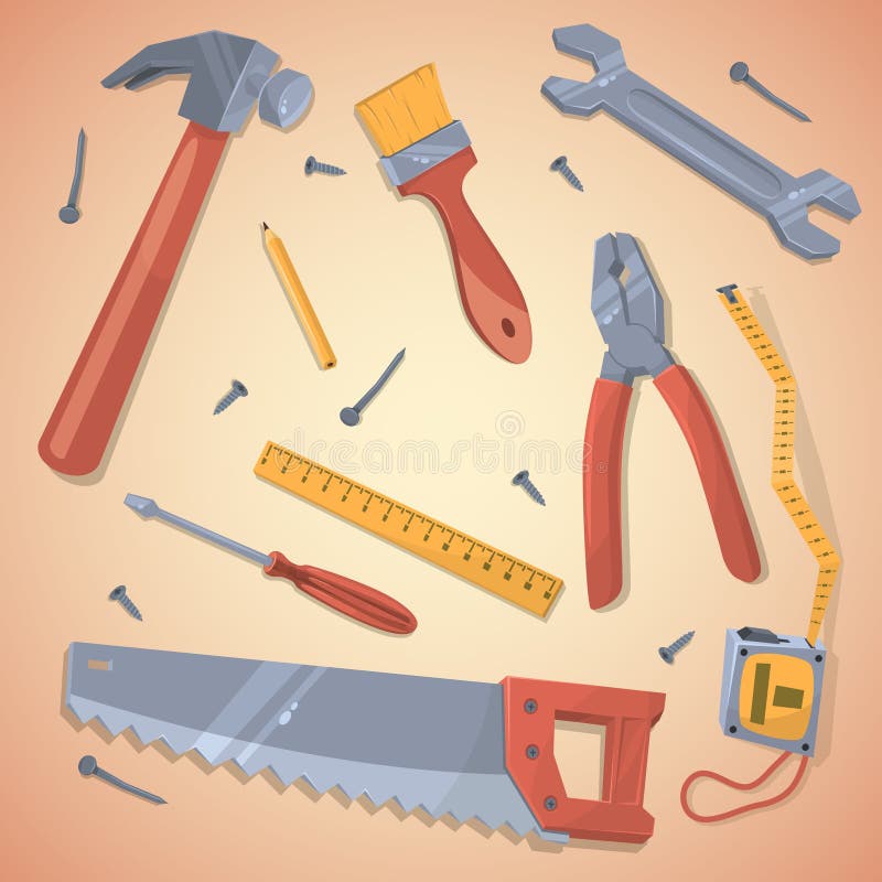Set of different tools stock vector. Illustration of equipment - 44028852