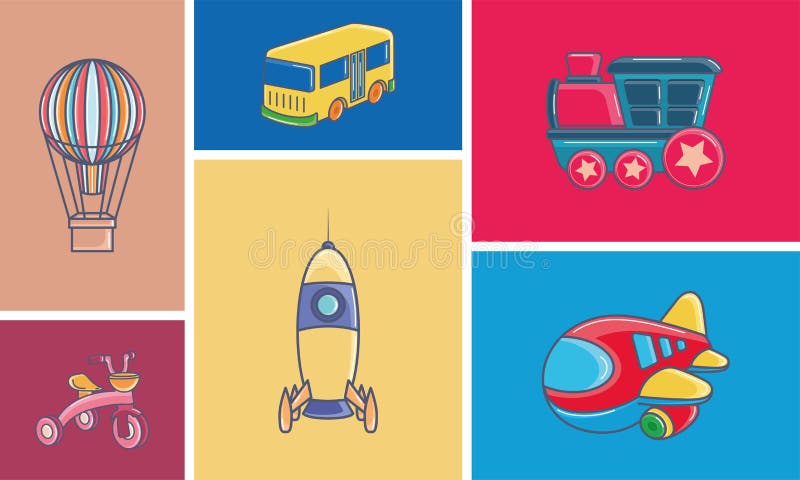 Set of Different Toy Icons Flat Design Vector Stock Vector ...
