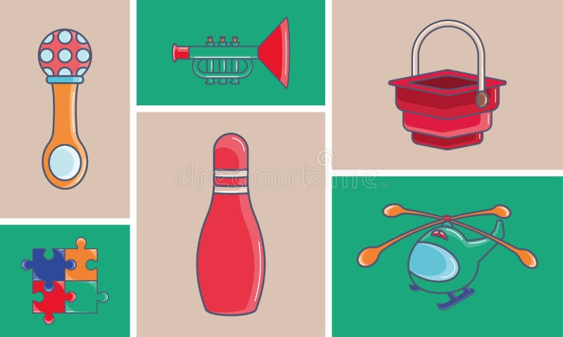 Set of Different Toy Icons Flat Design Vector Stock Vector ...