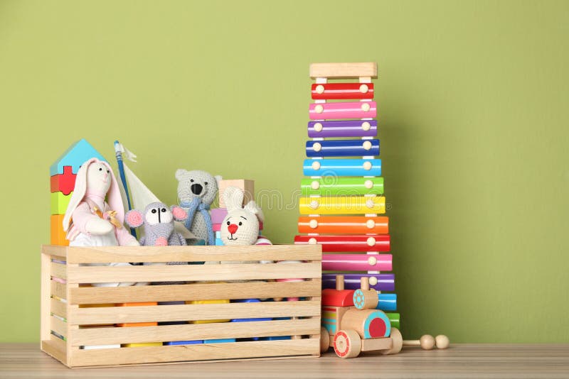 Set of Different Toys on Table Stock Image - Image of daycare, pile ...