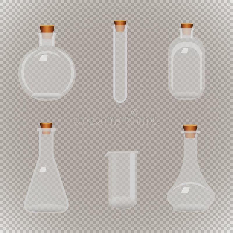 Set of Different Transparent Flasks with Tube on Aa Seamless Background ...