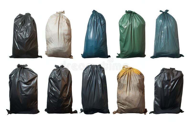 Set with Different Trash Bags Full of Garbage Stock Illustration ...