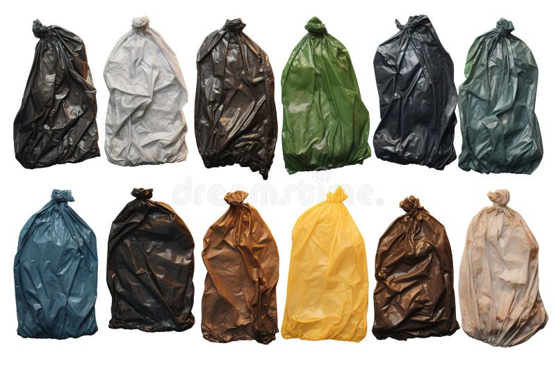 Set with Different Trash Bags Full of Garbage Stock Illustration ...