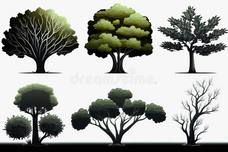 Set of Different Tree Design Created by Generative AI Stock ...