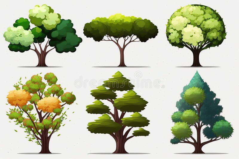 Set of Different Tree Design Created by Generative AI Stock ...