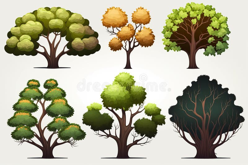 Set of Different Tree Design Created by Generative AI Stock ...