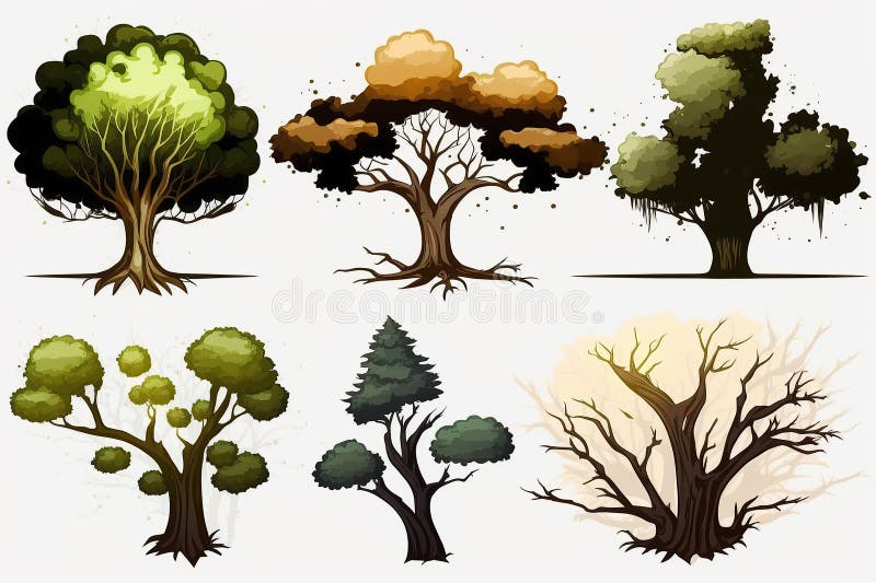 Set of Different Tree Design Created by Generative AI Stock ...