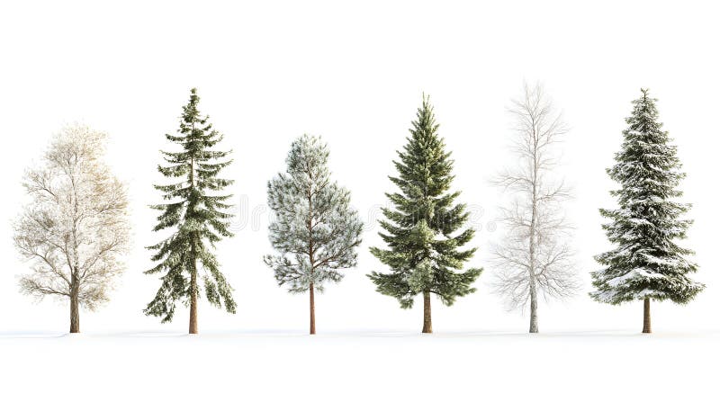 Set of Different Trees Isolated on White Background Stock Image - Image ...