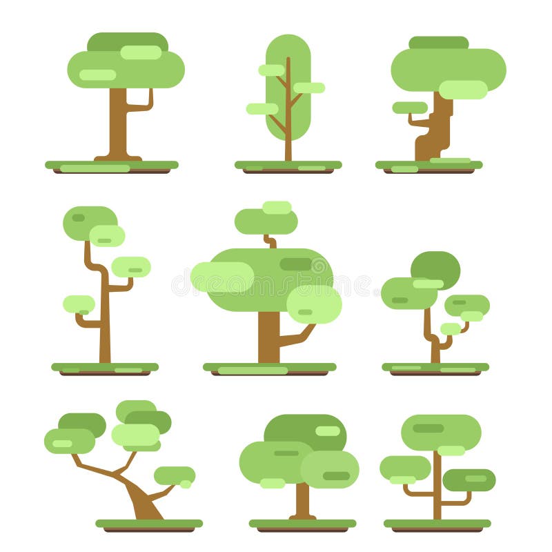 Set of Different Trees. Sprites for the Game. Vector Flat Forests ...