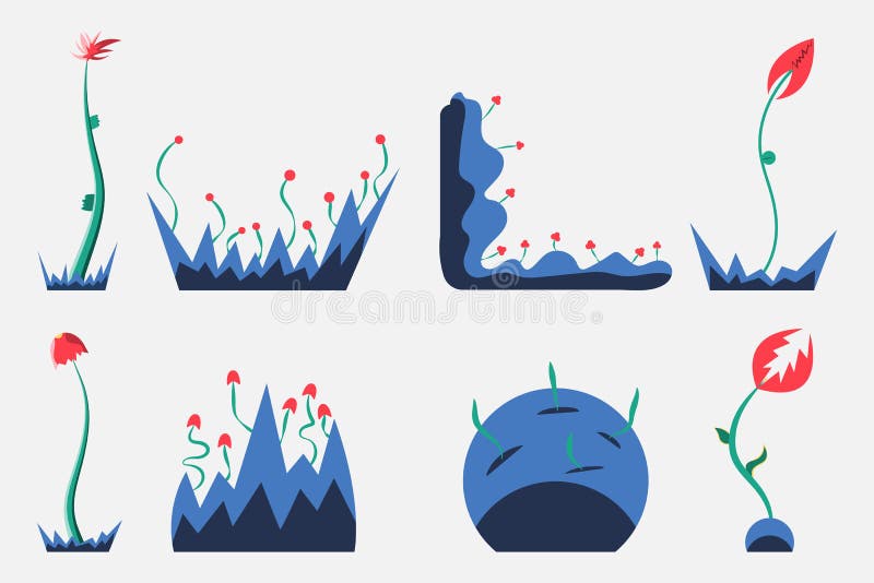 Set of Different Type of Greenery for You Project. Vector Illustration ...