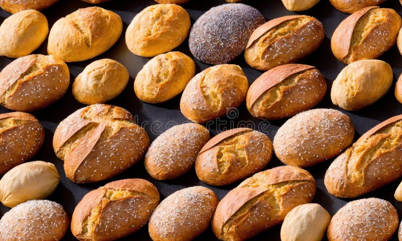 Set of Different Types of Bread Seen from Above, on a Grey Table Stock ...