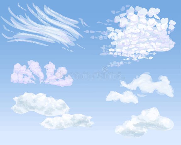 Set of Different Types of Clouds on Daytime Sky, Illustration Stock ...