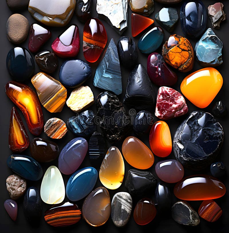 Set of Different Types of Colored Gemstones. Geology and Minerals Stock ...