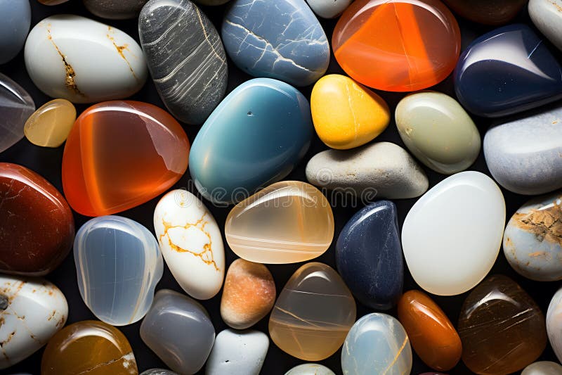 Set of Different Types of Colored Precious Smooth Stones and Crystals ...