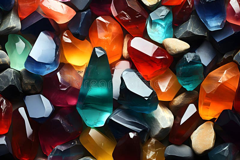 Set of Different Types of Colored Precious Smooth Stones and Crystals ...