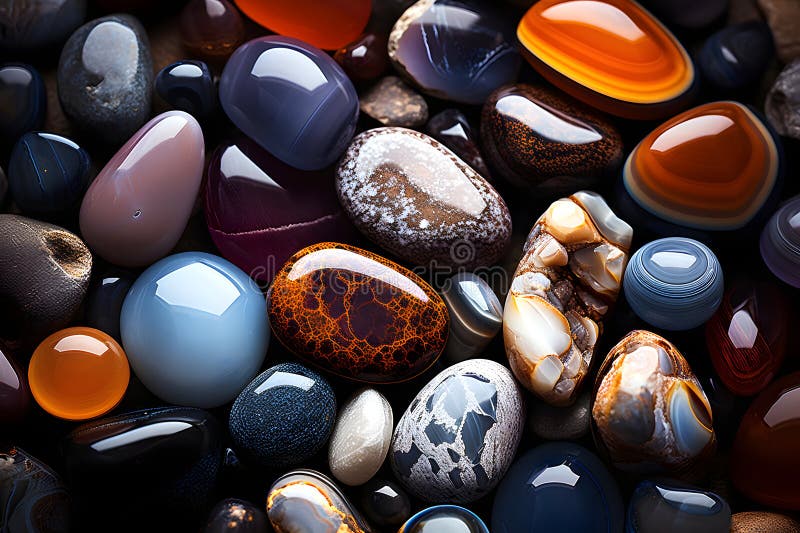 Set of Different Types of Colored Precious Smooth Stones and Crystals ...