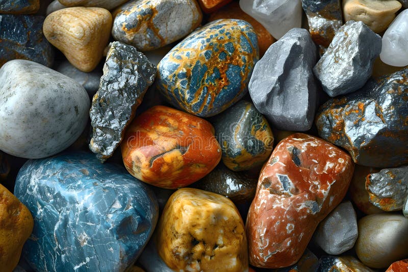 Set of Different Types of Colored Precious Smooth Stones and Crystals ...