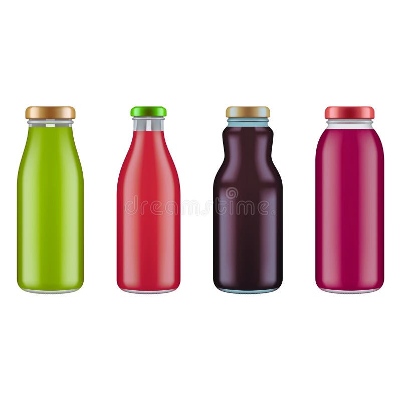 Set of Different Types of Colorful Juice Bottles Transparent Jar ...