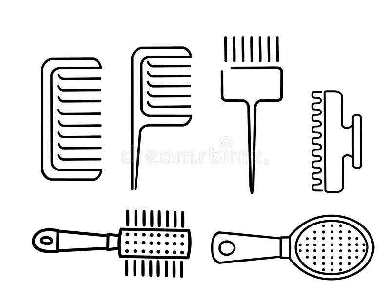 Set of Different Types of Comb Icons Vector Illustration Isolated on ...