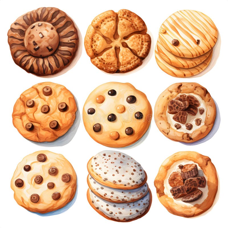 A Set of Different Types of Cookies. Stock Illustration - Illustration ...