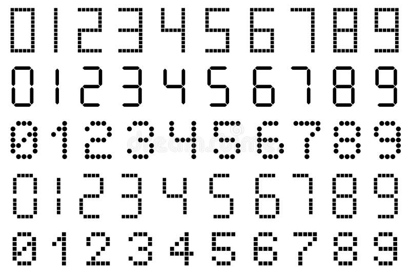 Set of Different Types of Digital Numbers Stock Vector - Illustration ...