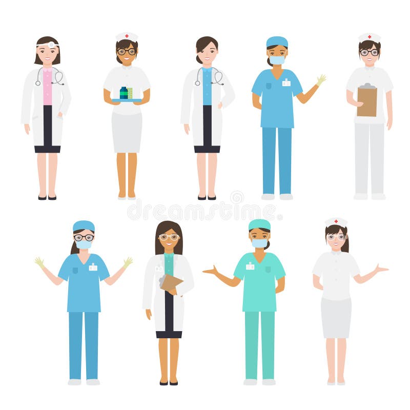 Set of Different Types of Doctors in Medical Attire Engaged in Their ...