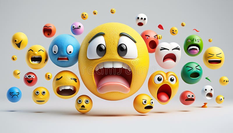 A Set of Different Types of Emojis in 3D Stock Illustration ...