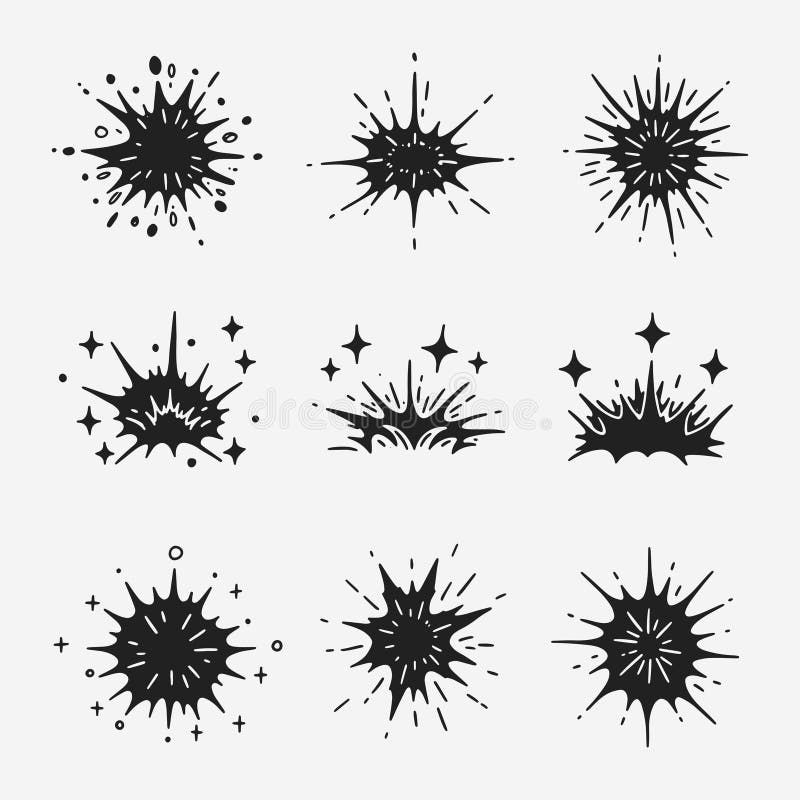A Set of Different Types of Explosions or Sparks Stock Vector ...