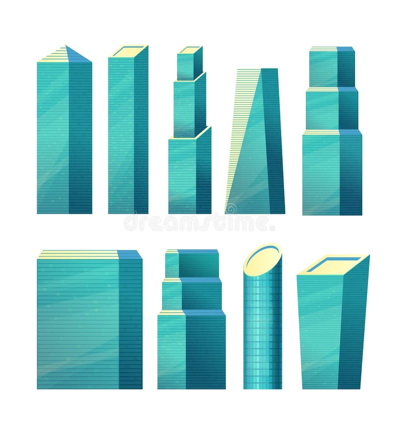 Set of Different Types of High-rise Building. Skyscraper Glass with ...