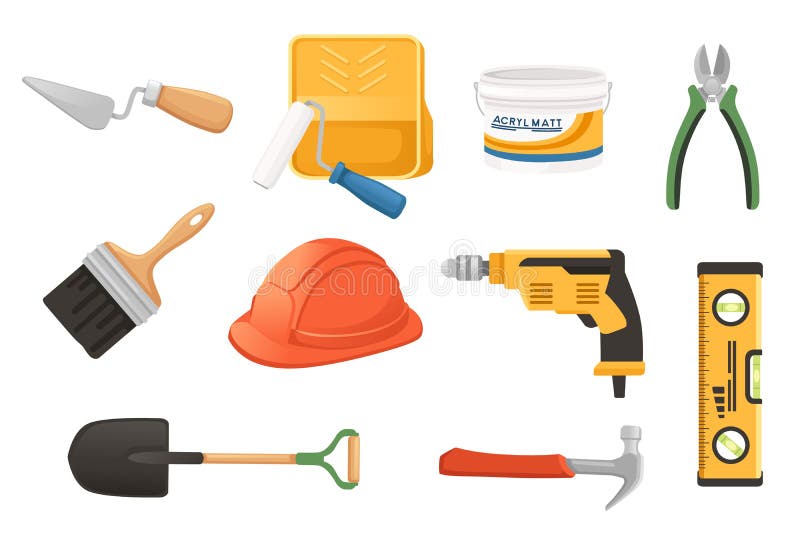 Set of Different Types of Instruments for Professional Work Vector ...