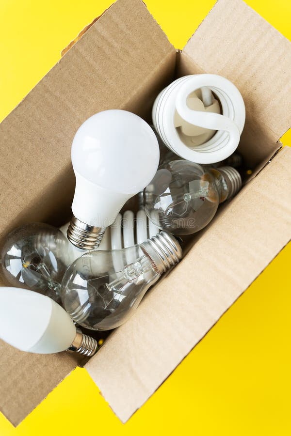 A Set of Different Types of LED and Incandescent Lamps in a Craft Box ...