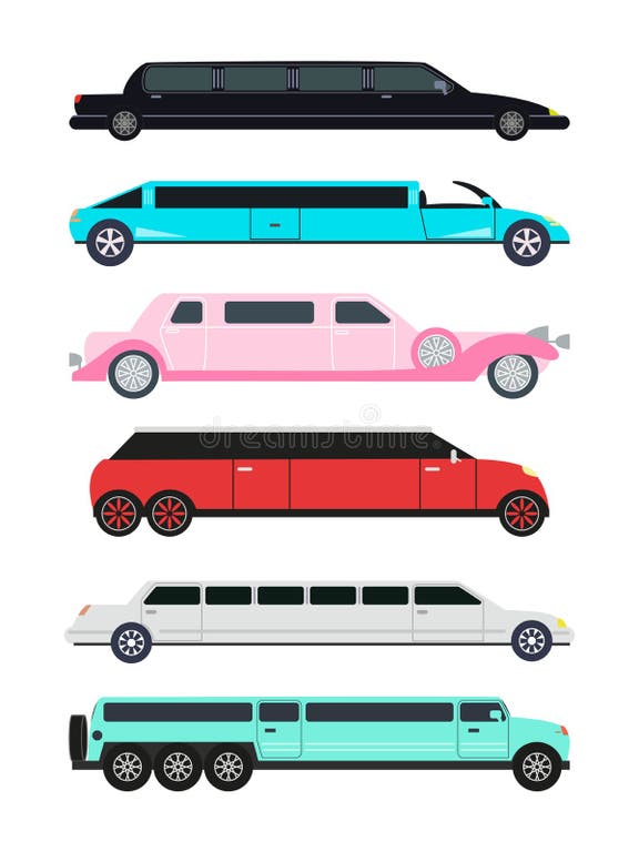 Set of Different Types of Limousines Stock Illustration - Illustration ...
