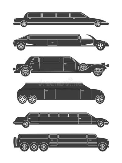 Set of Different Types of Limousines Stock Illustration - Illustration ...
