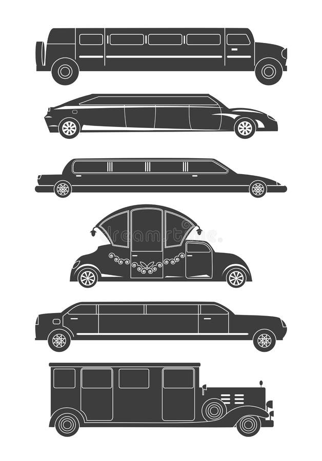Set of Different Types of Limousines Stock Illustration - Illustration ...