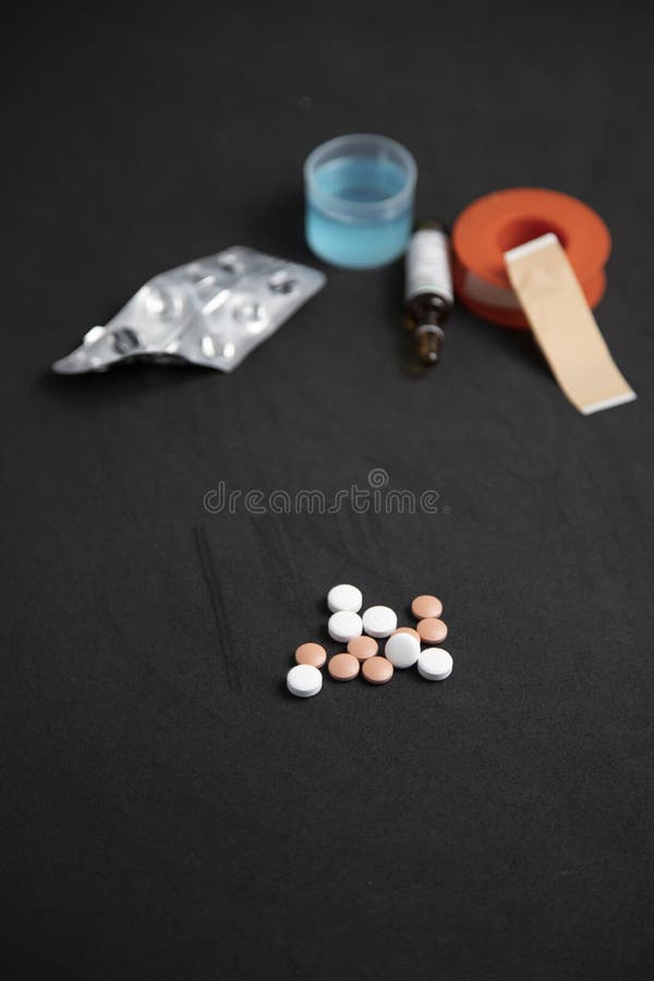 Set of Different Types of Medicines in Various Formats Stock Photo ...