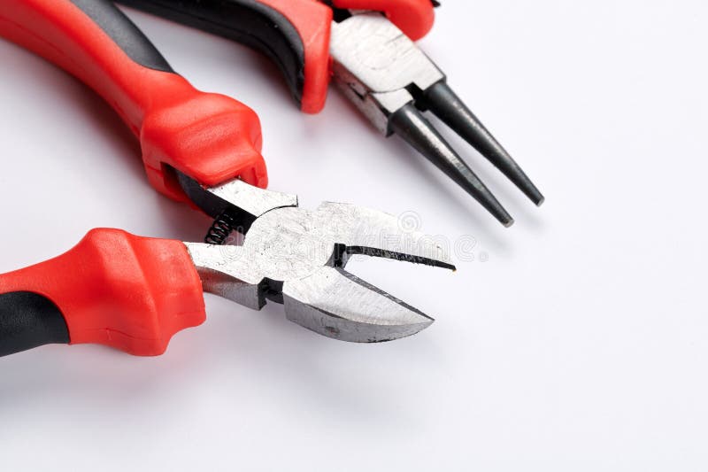 Set of Different Types of Pliers and Side Cutters Isolated on White ...