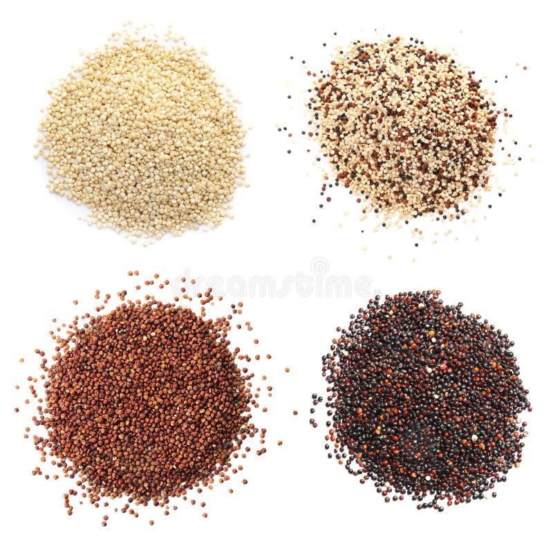 Set with Different Types of Quinoa on Background, Top View Stock Photo ...