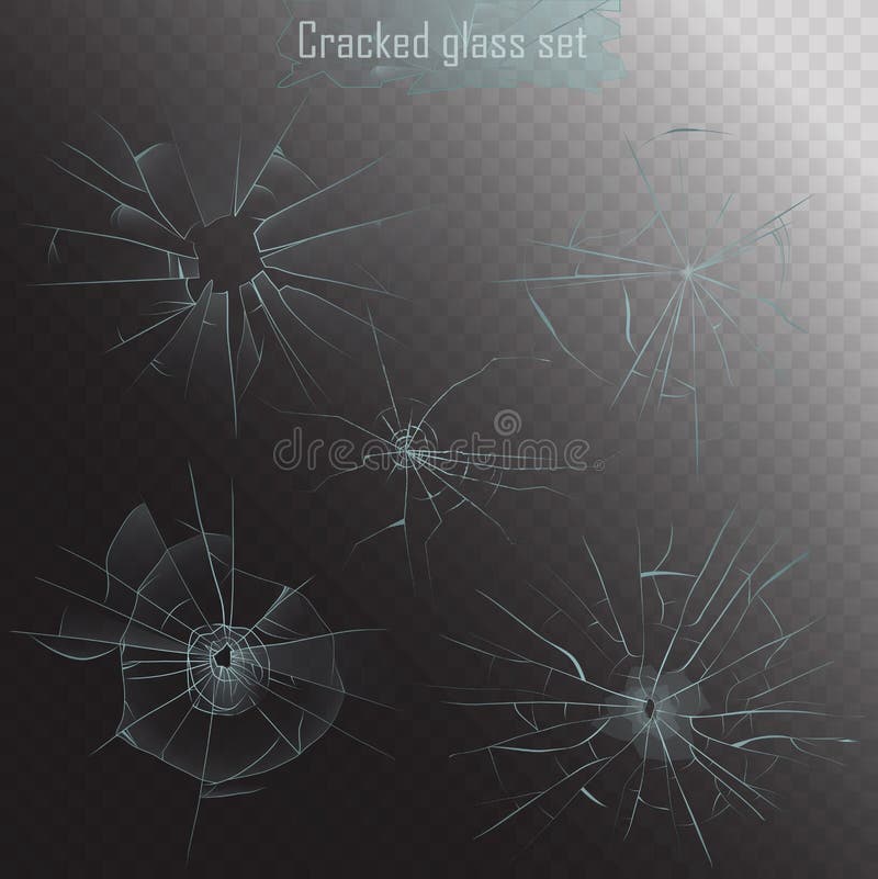 Set of Different Types of Realistic Broken Glass Crack on Alpha ...