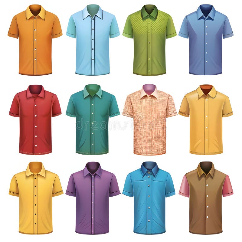 Set of Different Types of Shirt in Same Color Stock Illustration ...