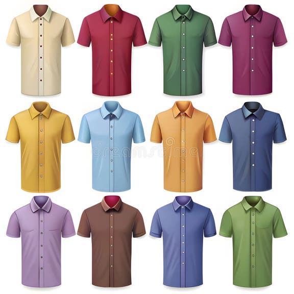 Set of Different Types of Shirt in Same Color Stock Illustration ...