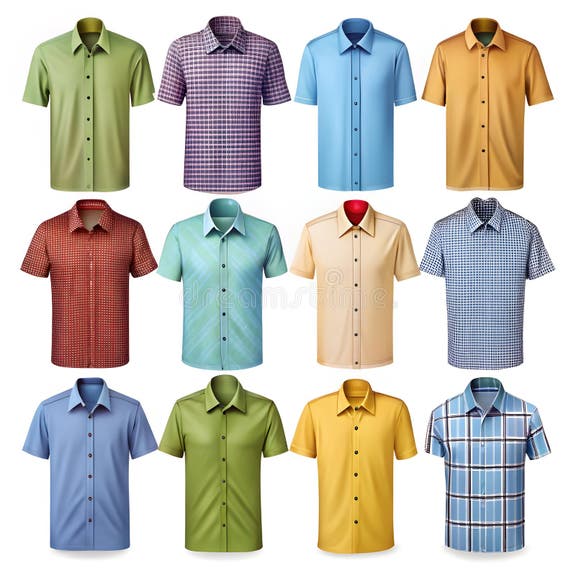 Set of Different Types of Shirt in Same Color Stock Illustration ...