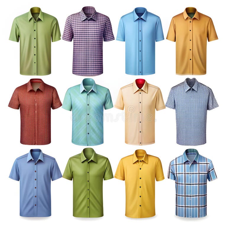 Set of Different Types of Shirt in Same Color Stock Illustration ...