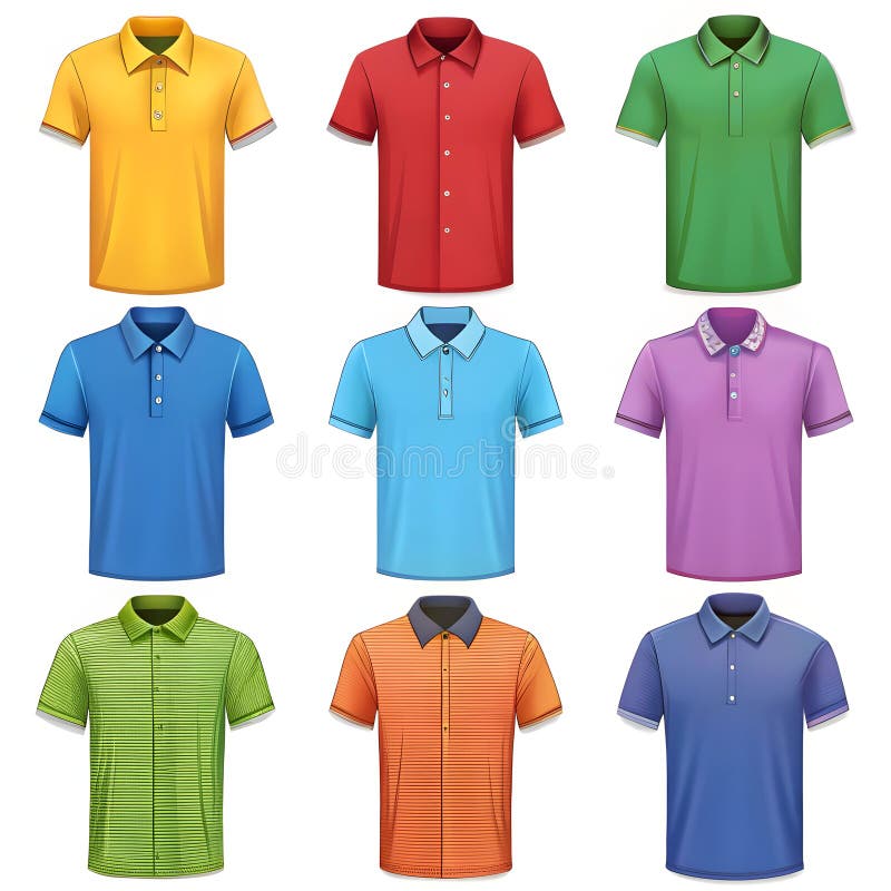 Set of Different Types of Shirt in Same Color Stock Illustration ...