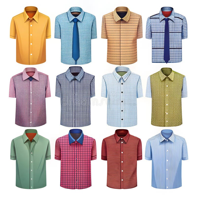Set of Different Types of Shirt in Same Color Stock Illustration ...