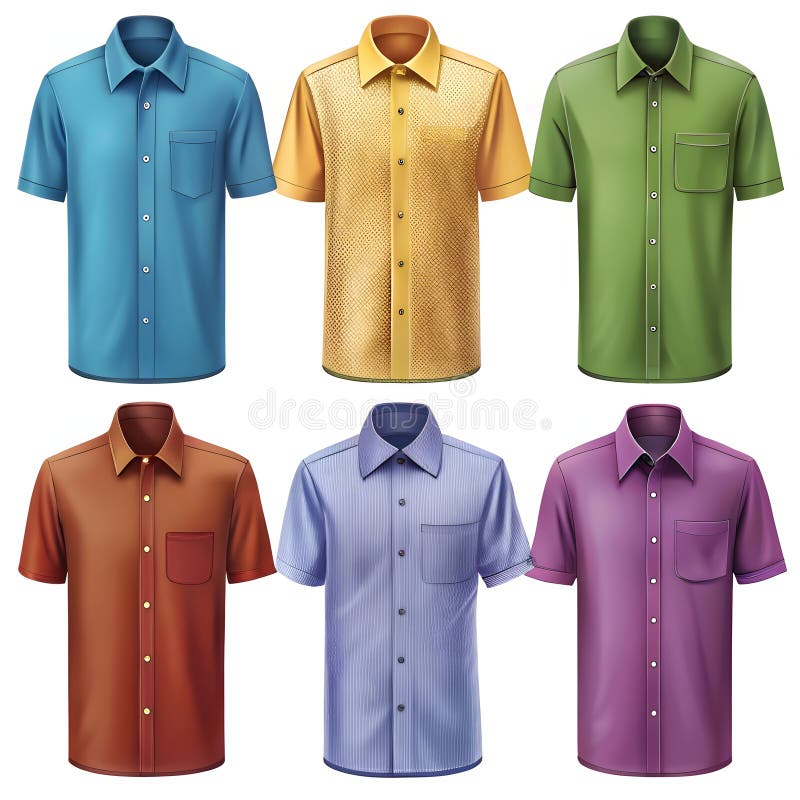 Set of Different Types of Shirt in Same Color Stock Illustration ...
