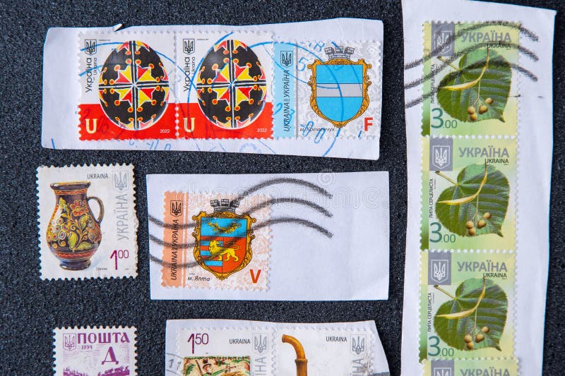 Set of Different Ukrainian Postage Stamps. Ukraine - Circa 2010-2022 ...