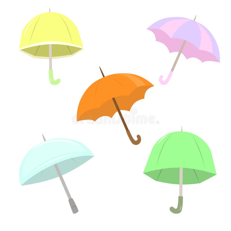 Set of Different Umbrellas. Open Umbrellas. Various Prints. Hand Drawn ...